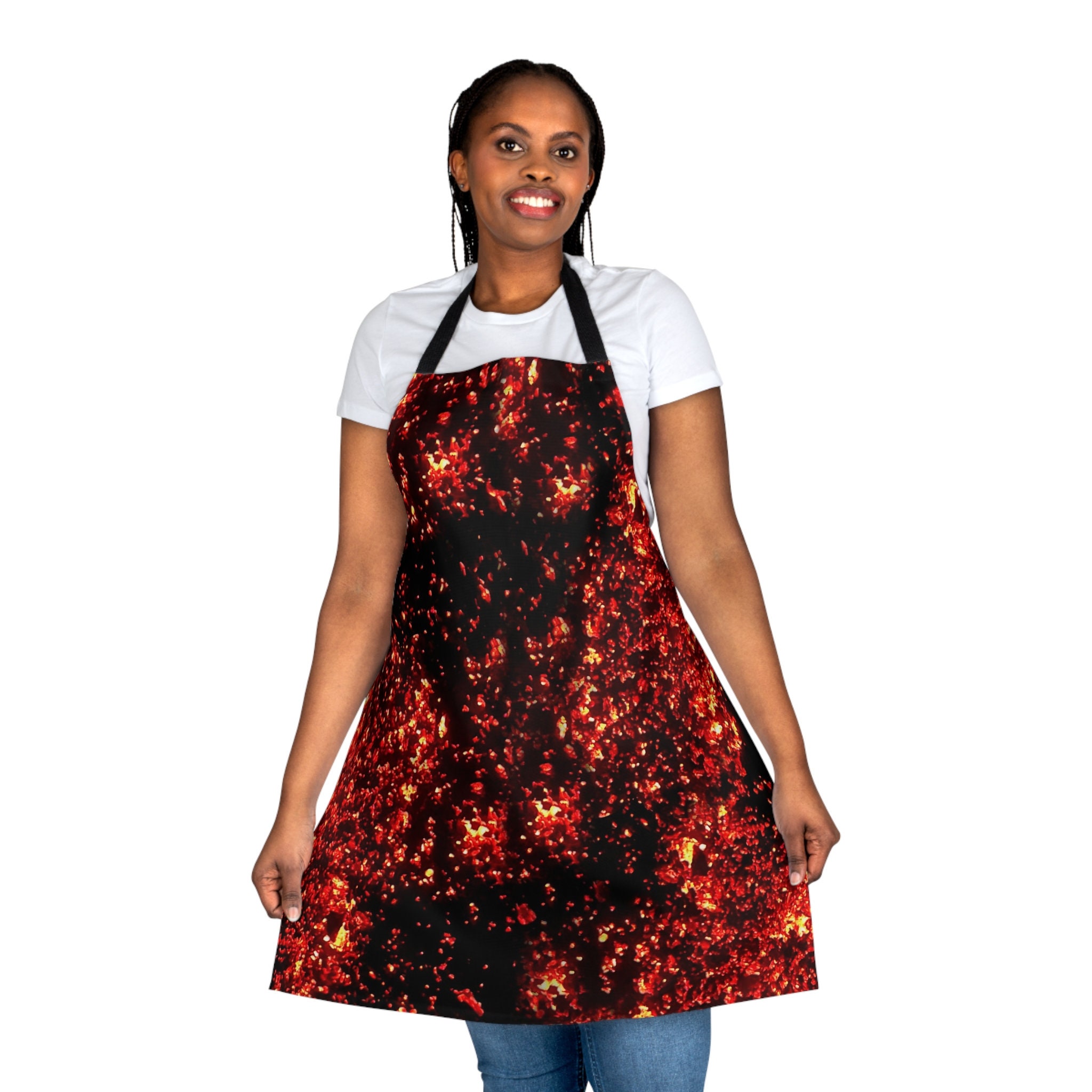 Fire BBQ Apron, Burning Embers Barbecue Grilling for Men Women BBQ ...