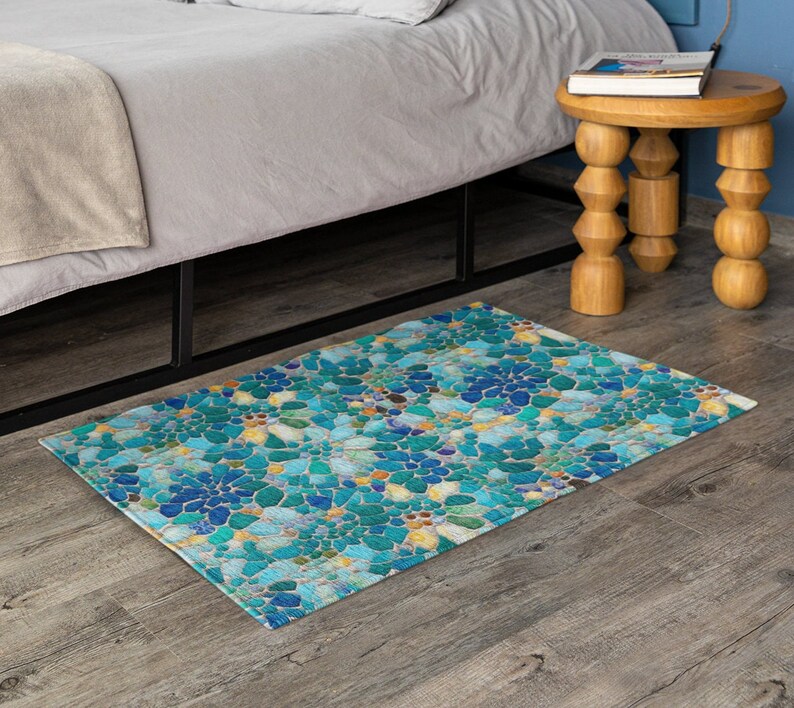 Sea Glass Blue Area Rug in 2 Sizes, Rectangle Aqua Teal Cool Unique ...