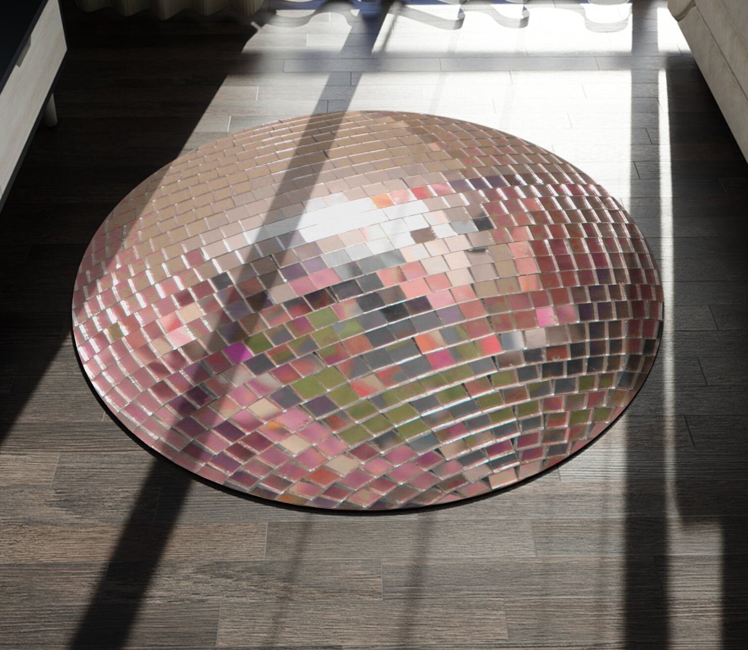 Gold Disco Ball Area Rug, Dance Party Large 60" Circle Round Accent ...