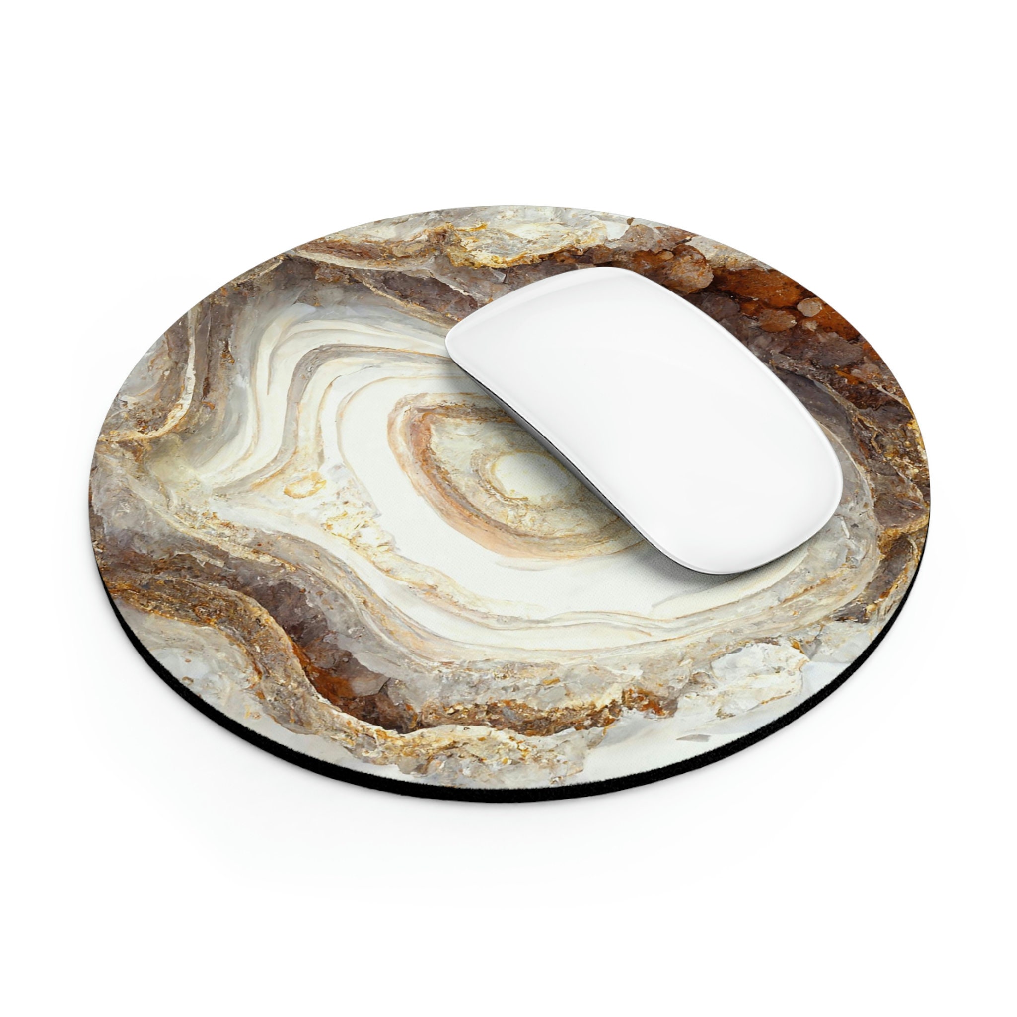 Geode Round Mouse Pad, Aesthetic Desk Decor, Crystal Gold Agate Desk ...