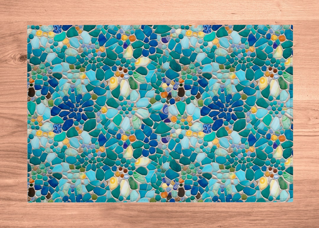 Sea Glass Blue Area Rug in 2 Sizes, Rectangle Aqua Teal Cool Unique ...
