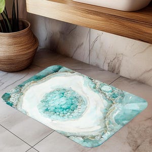 Aquamarine Geode Bath Mat, Crystal Bathroom Mat, Unique Bathroom Decor ...