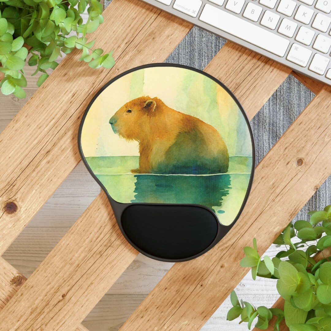 Capybara Mouse Pad With Wrist Rest, Cute Animal Ergonomic Small Round ...