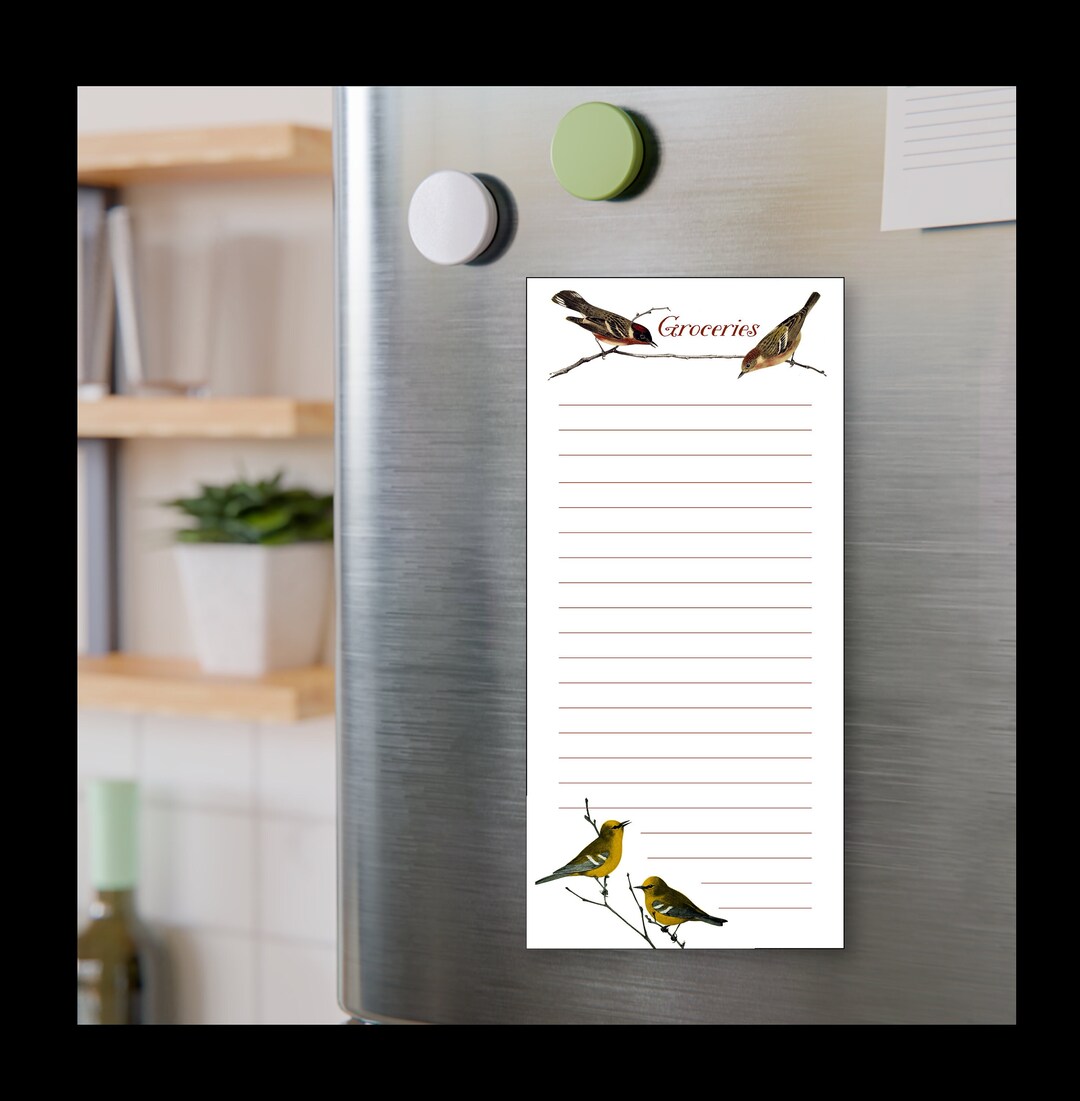 Bird Magnetic Groceries Notepads, Audubon Fridge Magnet Note Pad ...