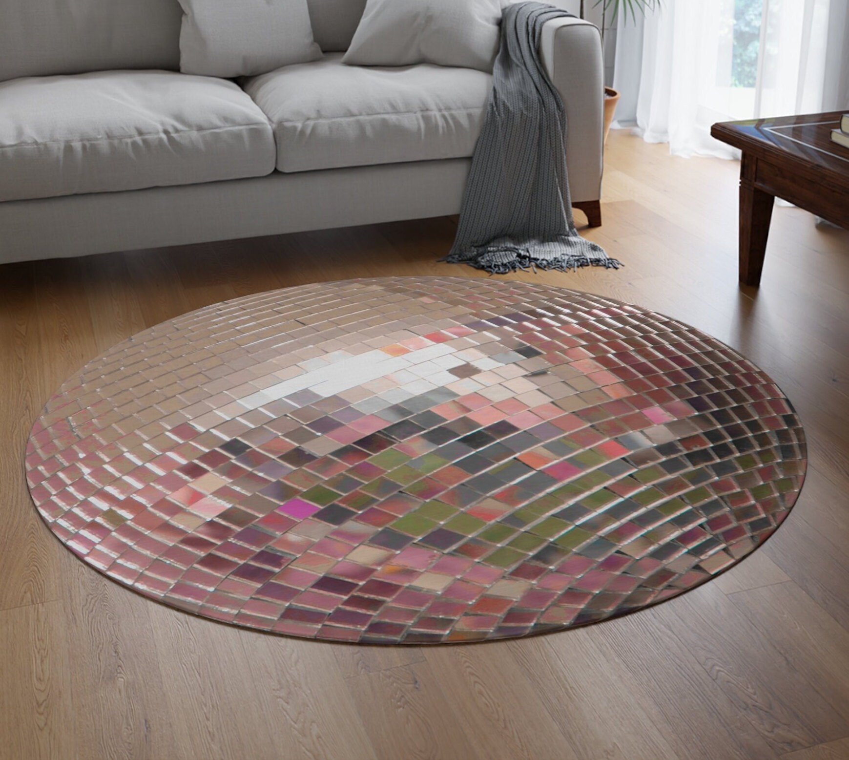 Gold Disco Ball Area Rug, Dance Party Large 60" Circle Round Accent ...