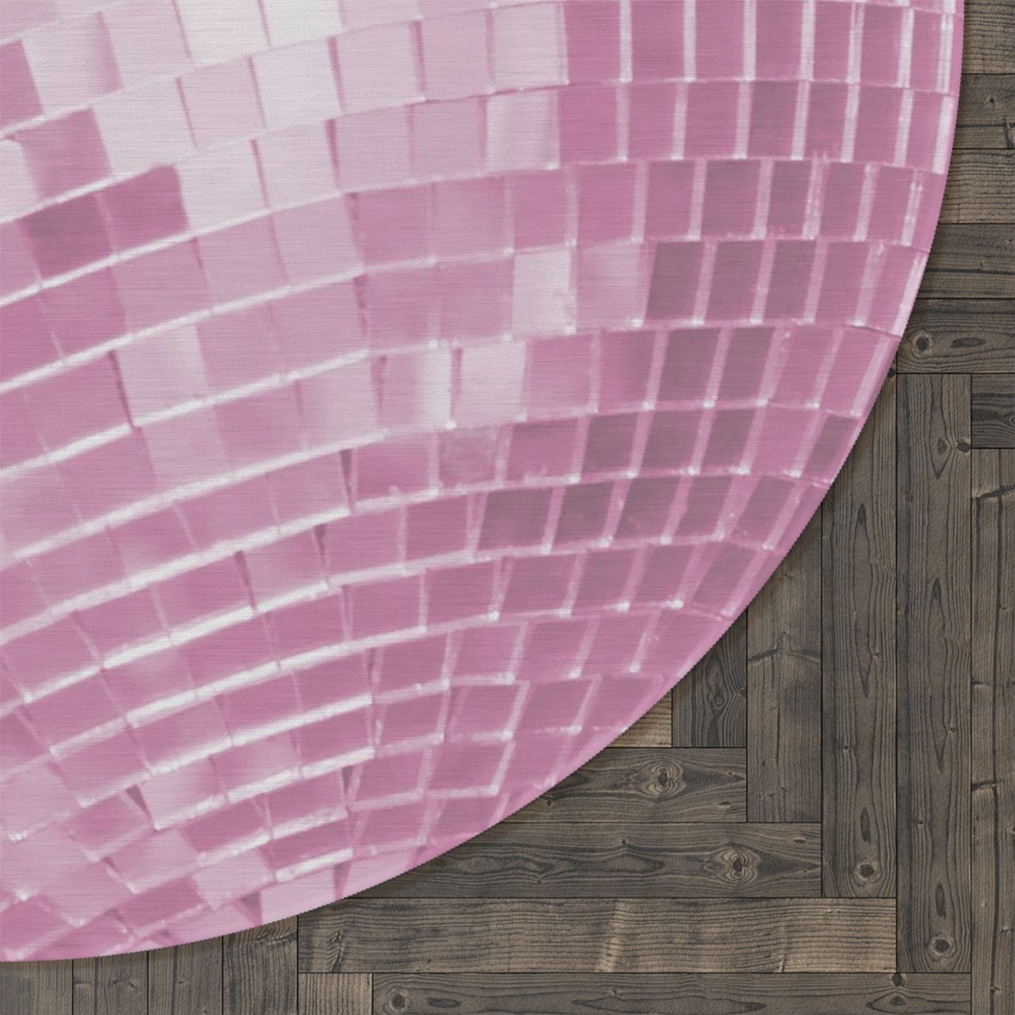 Pink Disco Ball Round Area Rug, Dance Party Large 60" Circle Accent ...