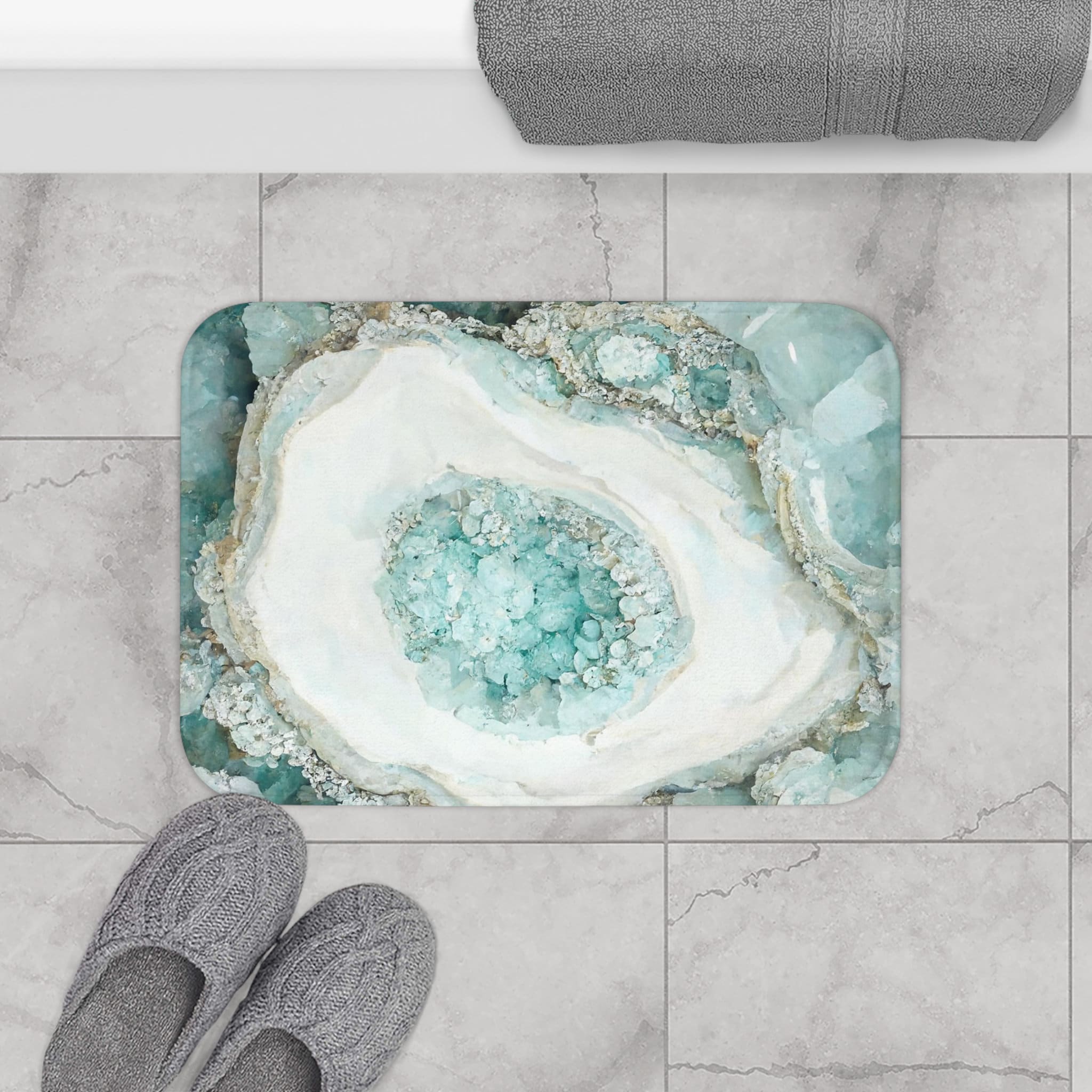 Aquamarine Geode Bath Mat, Crystal Bathroom Mat, Unique Bathroom Decor ...