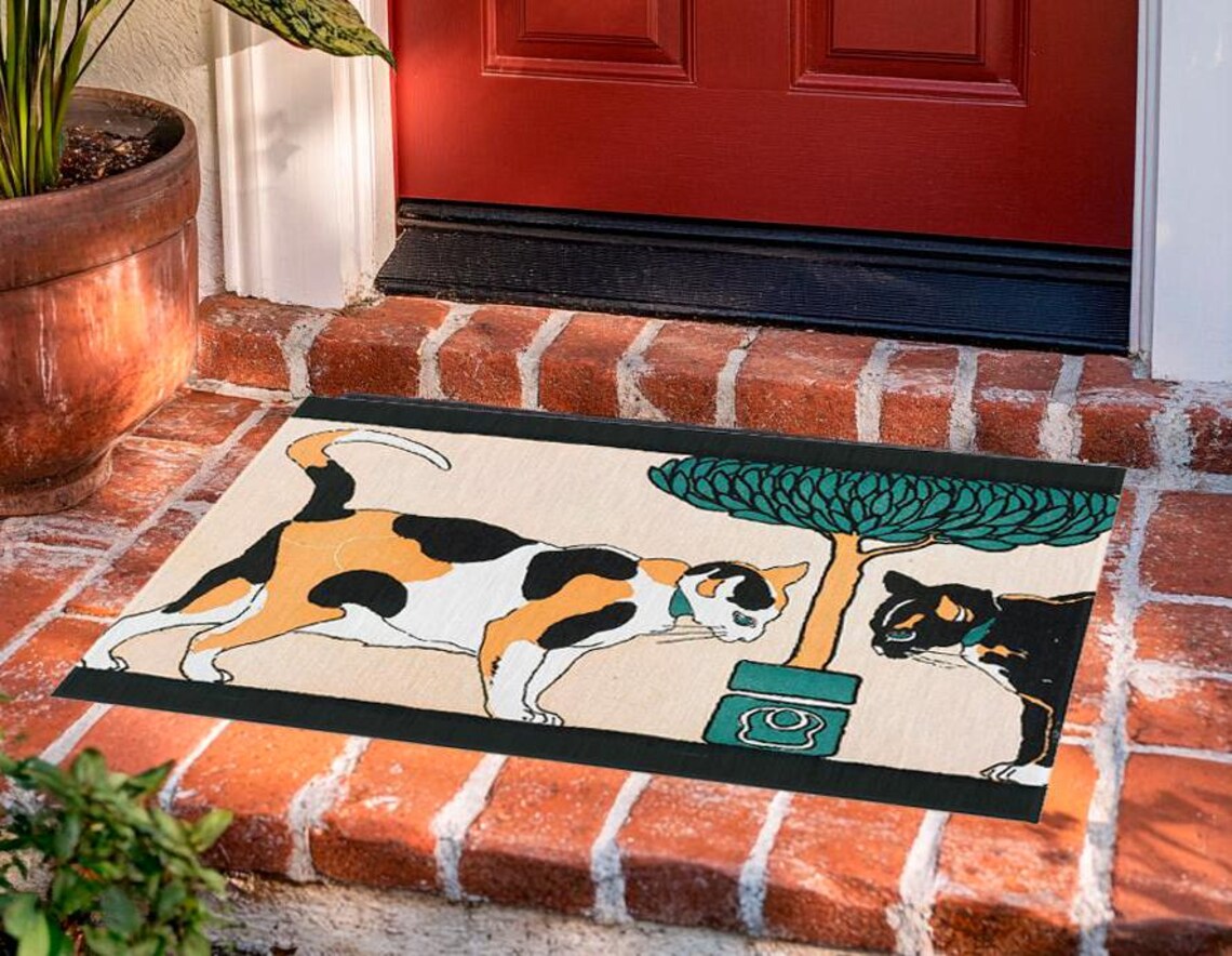 Calico Cat Door Mat, Cat Welcome Mat, Cats Outdoor Indoor Doormat ...