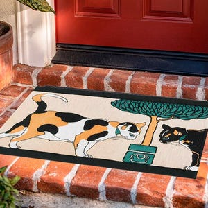 Calico Cat Door Mat, Cat Welcome Mat, Cats Outdoor Indoor Doormat ...