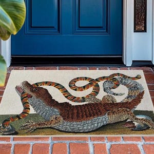 Alligator and Snake Door Mat, Cayman and Viper Welcome, Snake Indoor ...