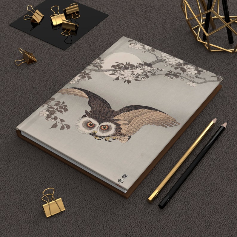 Owl Journal, Hard Backed Vintage Japanese Woodblock Bird Print Lined ...
