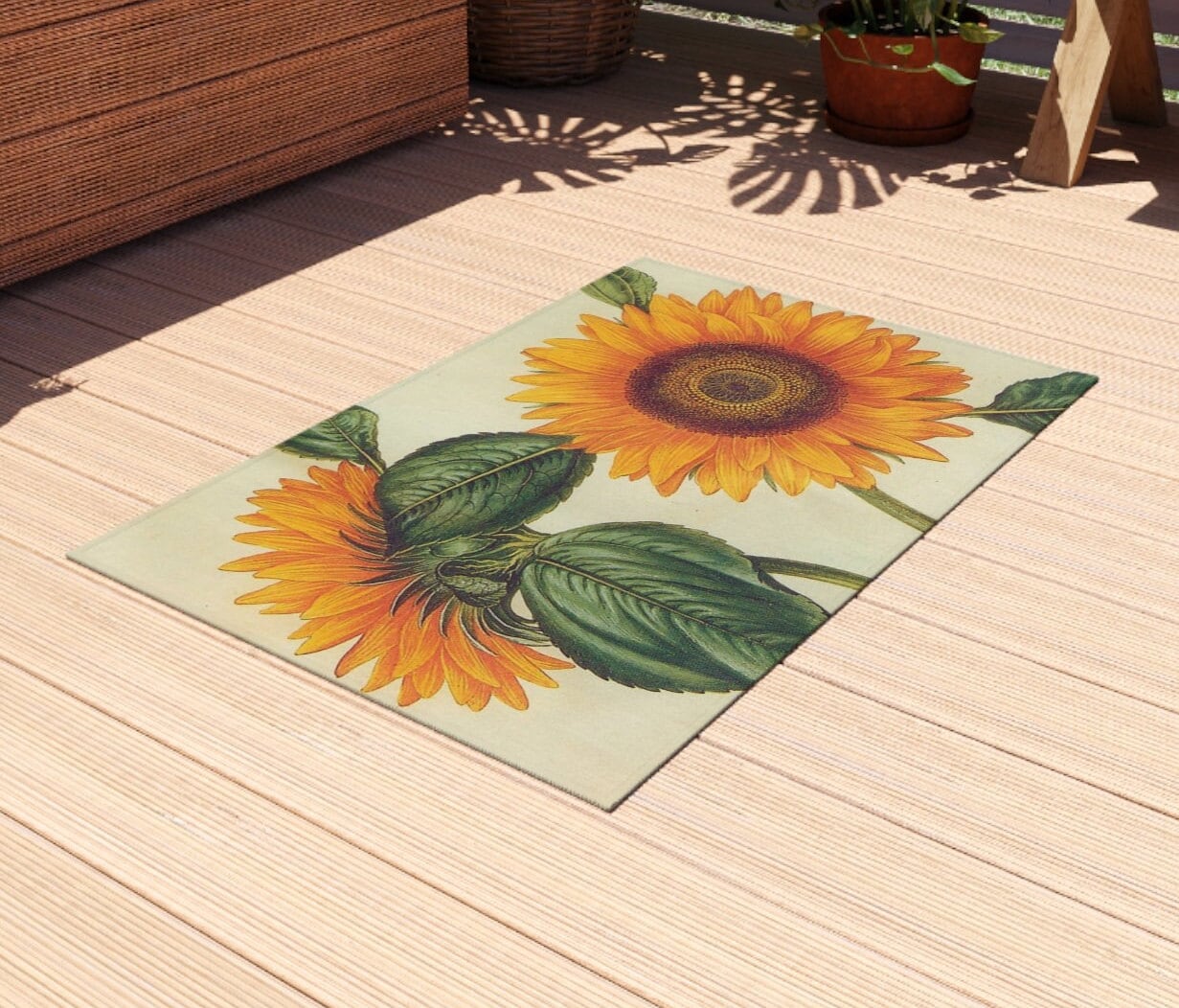 Sunflower Door Mat, Floral Entry Welcome Mat, Boho Botanical Flower ...