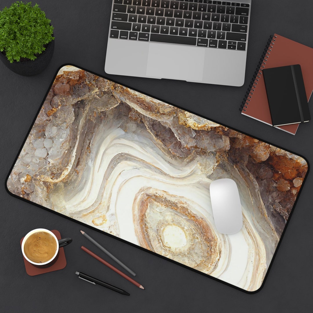 Crystal Geode Desk Mat, Gold Copper Mouse Pad Table Mat, Unique ...