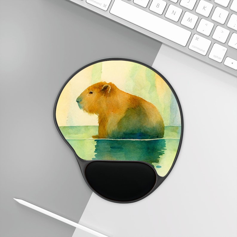 Capybara Mouse Pad With Wrist Rest Cute Animal Ergonomic - Etsy