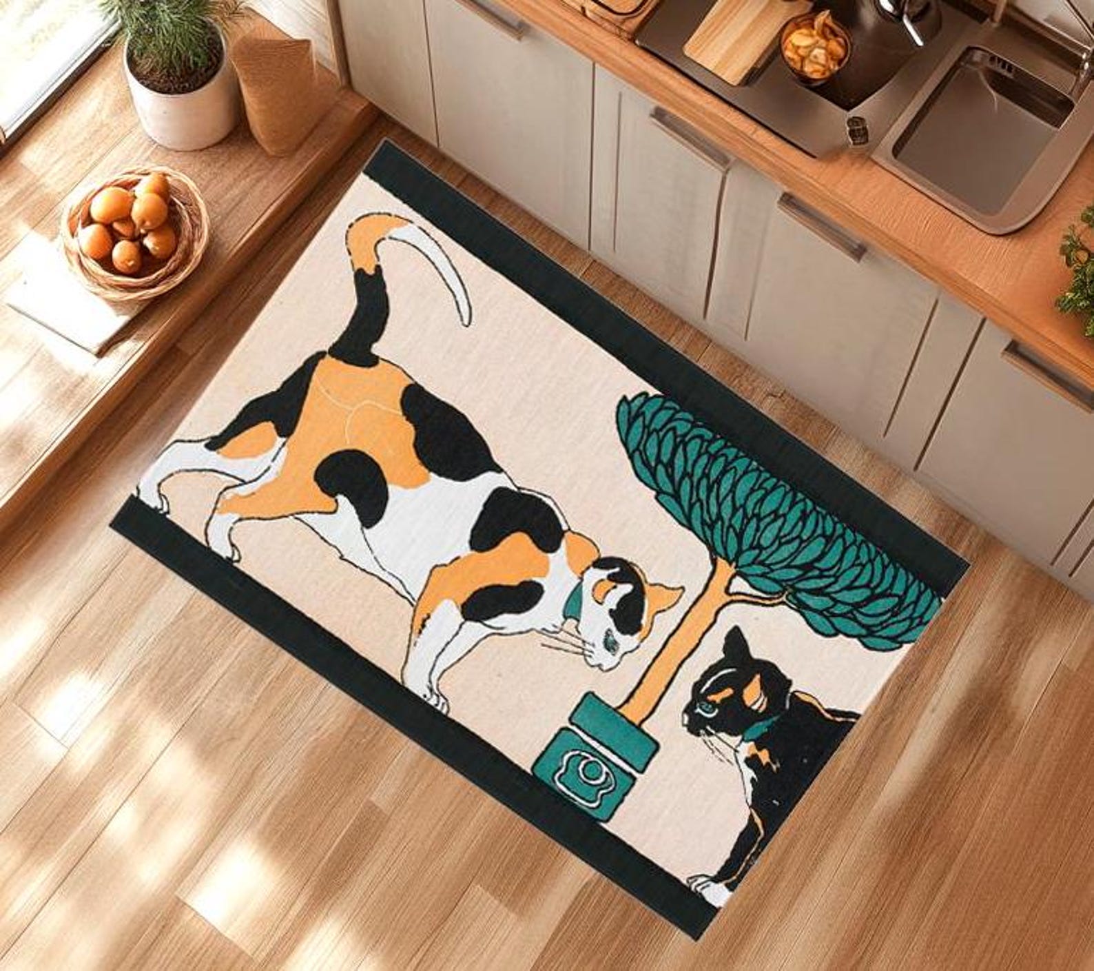 Calico Cat Door Mat, Cat Welcome Mat, Cats Outdoor Indoor Doormat ...