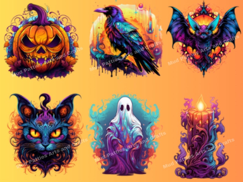 Halloween, Spooky, Pop Art, Clipart, Digital Download, Bundle, Bonus ...