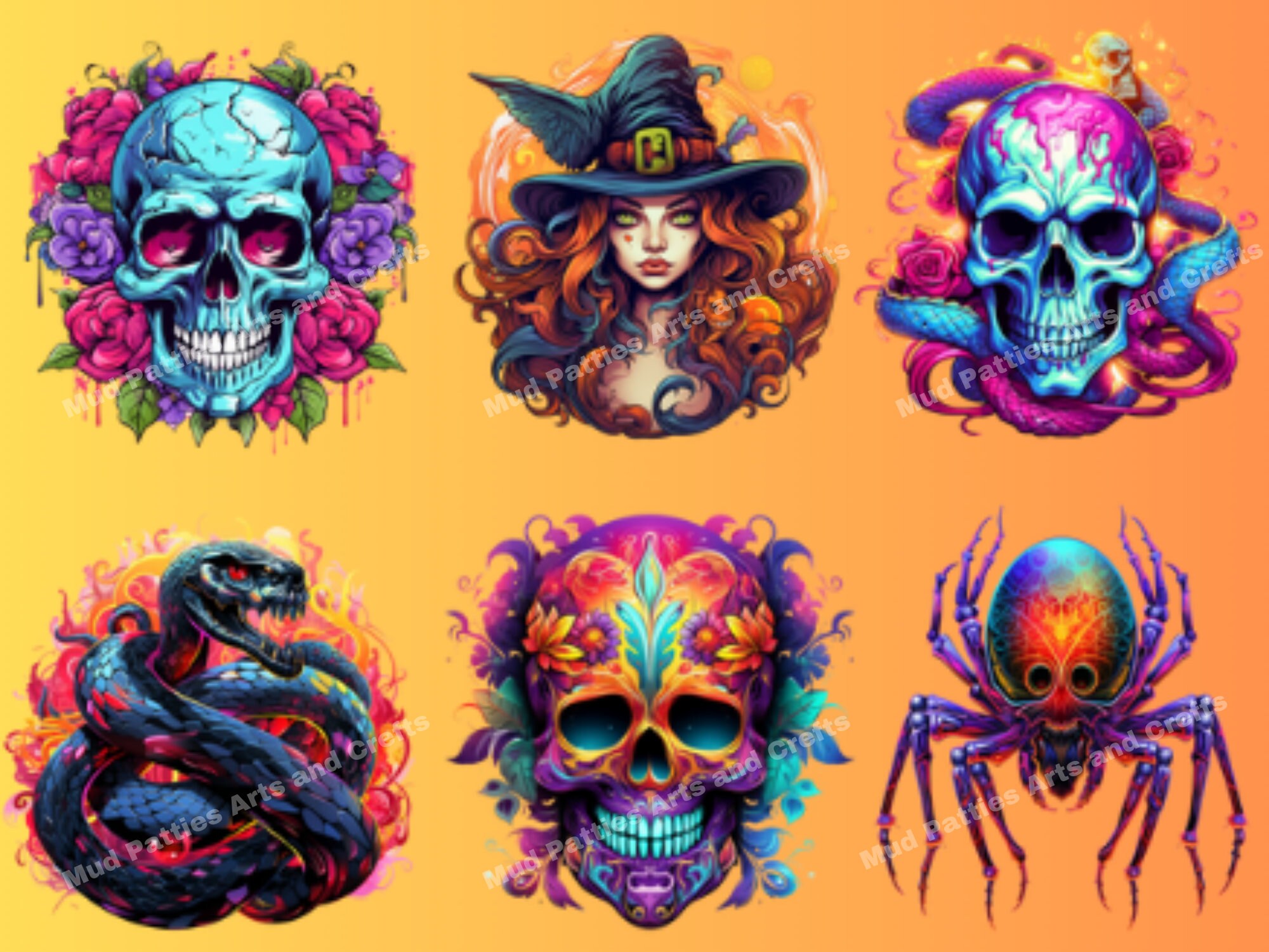 Halloween Spooky Pop Art Clipart Digital Download Bundle - Etsy