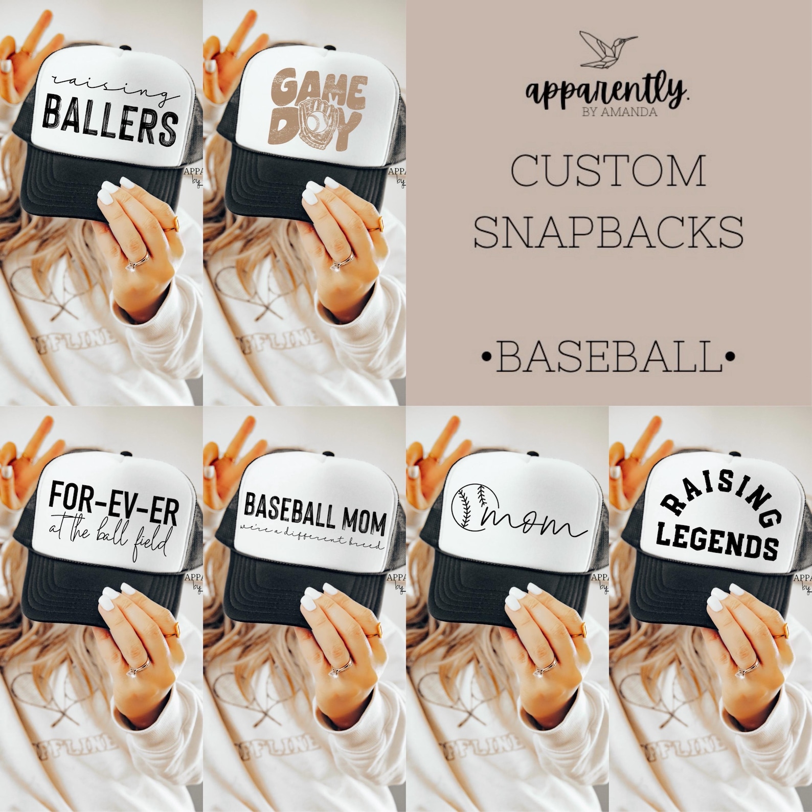 Baseball Themed Snapback Adjustable Trucker Hat Collection - Etsy