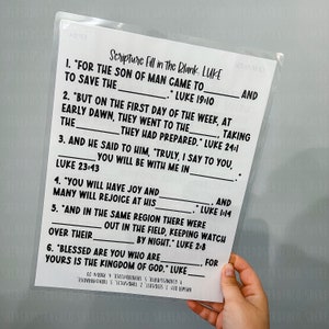 PRINTABLE Mark (B) Scripture Fill in the Blank, Scripture Memorization ...