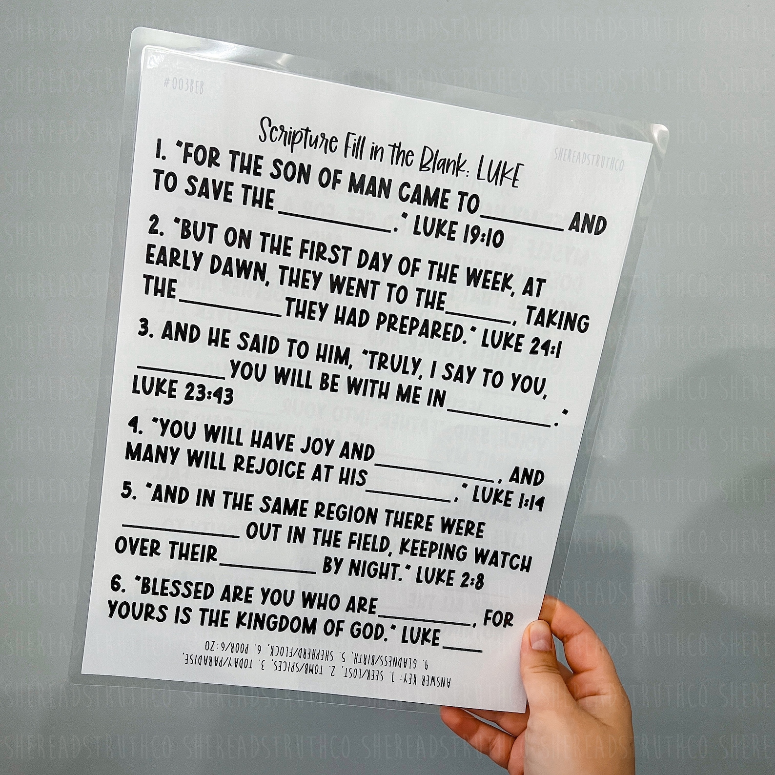 PRINTABLE Luke (A) Scripture Fill in the Blank, Scripture Memorization ...