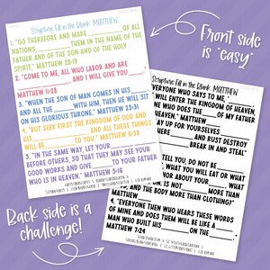 PRINTABLE Matthew Bundle Scripture Fill in the Blank, Scripture ...