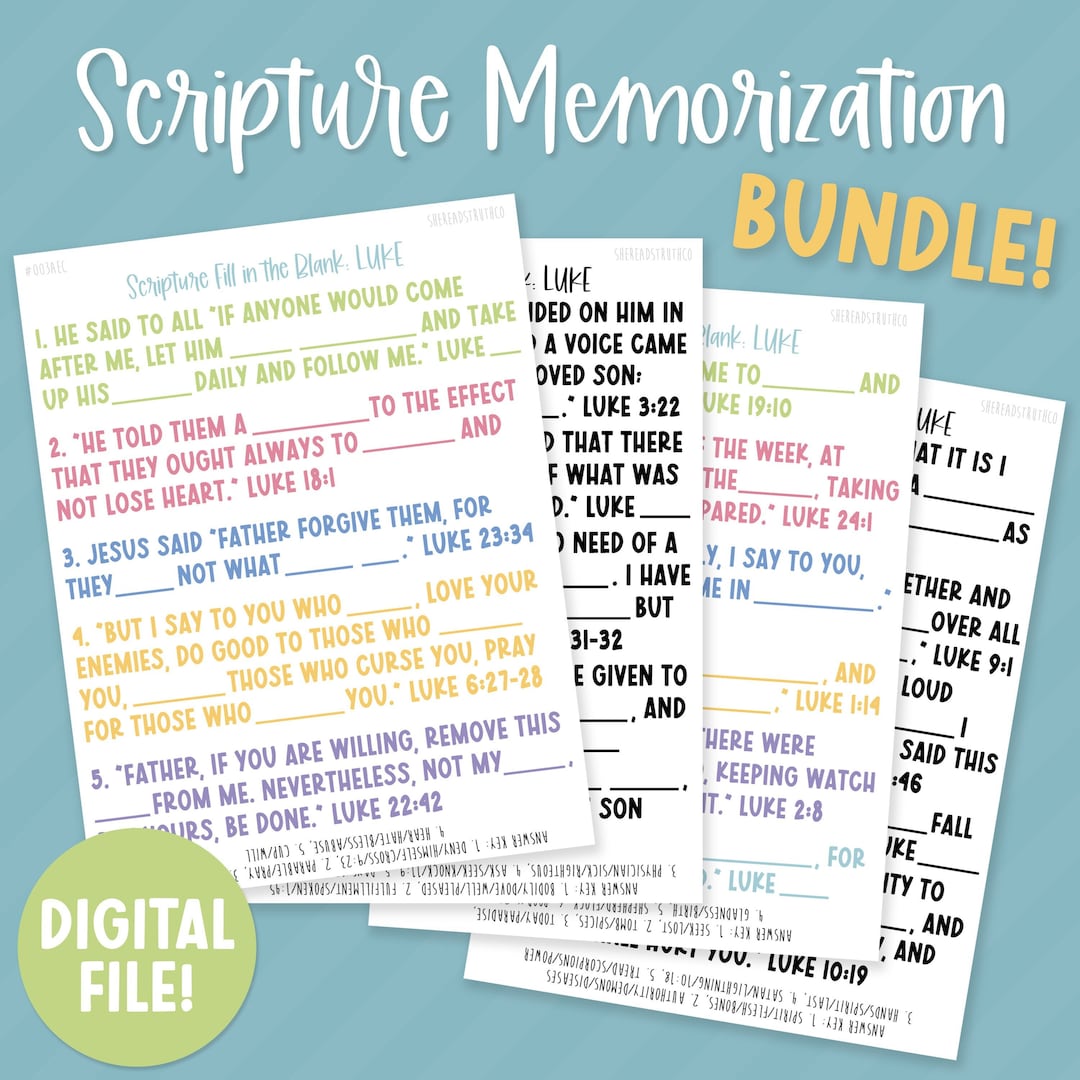PRINTABLE Luke Bundle Scripture Fill in the Blank, Scripture ...