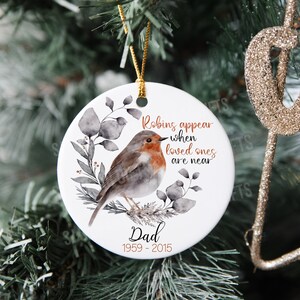 In Memory Christmas Robin Ceramic Keepsake, Personalised Christmas ...
