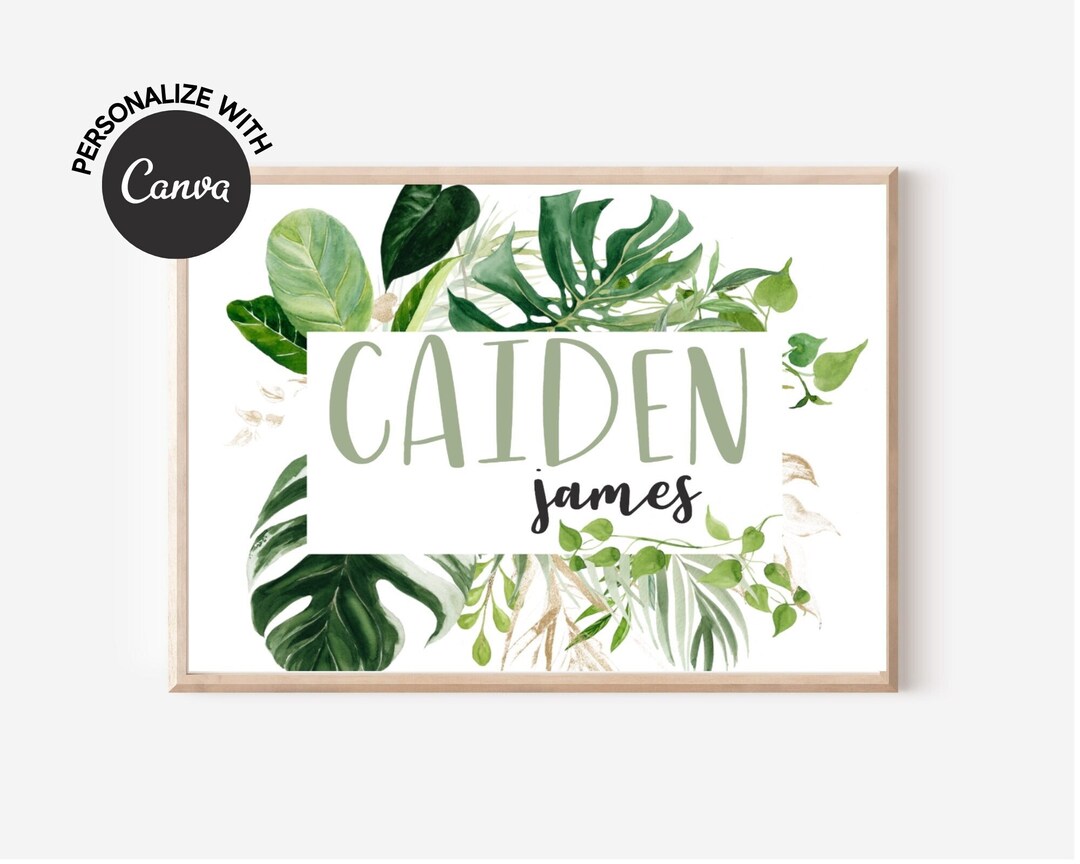 Jungle Custom Nursery Name Template, INSTANT DOWNLOAD, Nursery Editable ...