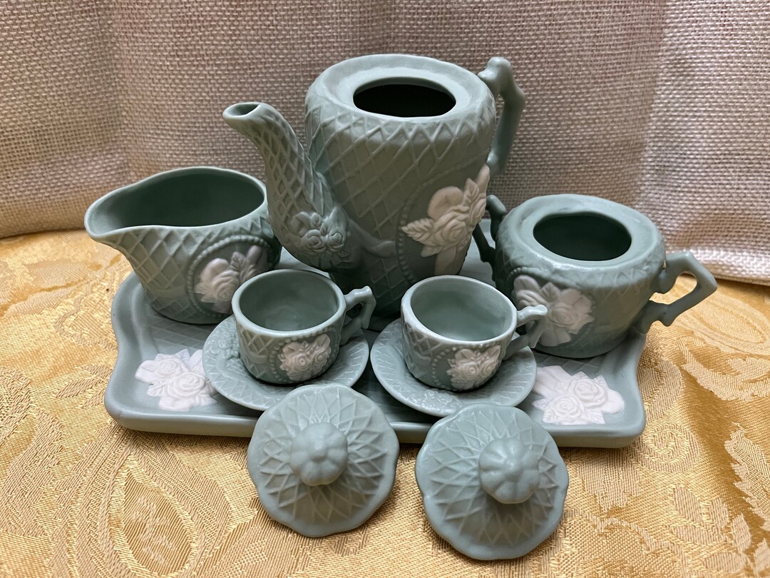 CHILD TEA SET 10 Piece Green Alabaster China - Etsy