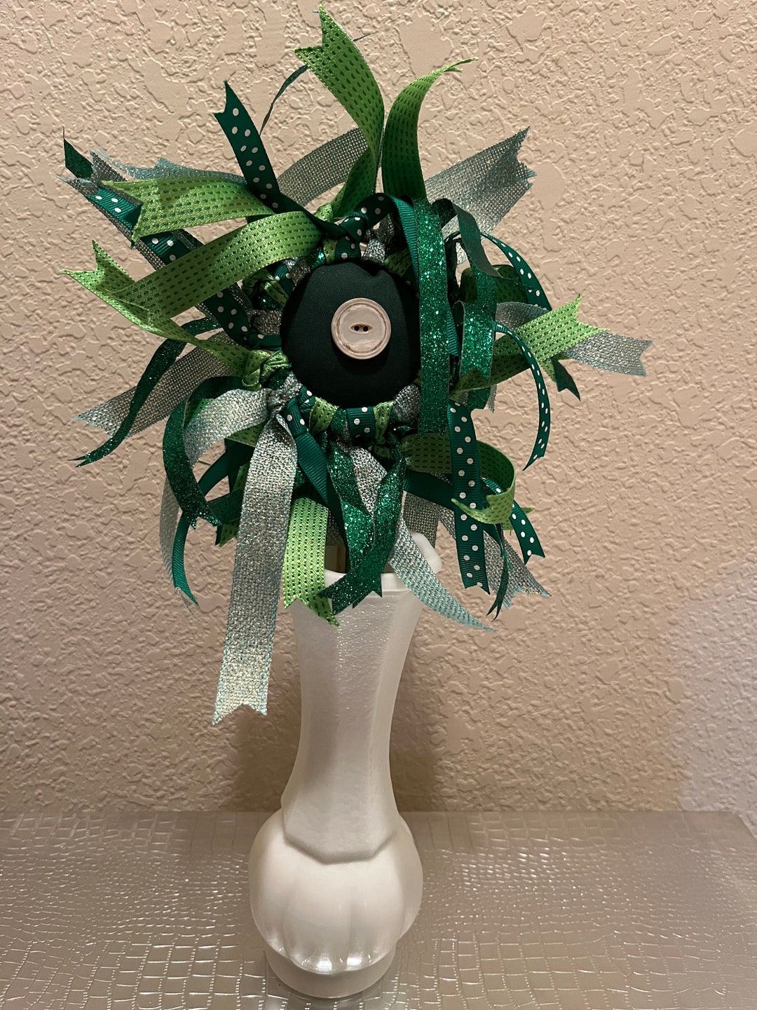 GREEN DECORATIVE FLOWER Fabric Rag Flower - Etsy