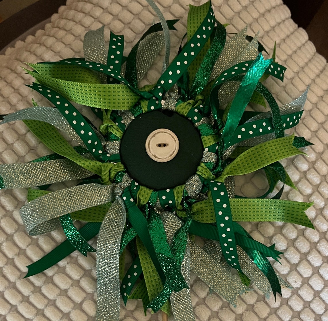 GREEN DECORATIVE FLOWER Fabric Rag Flower - Etsy
