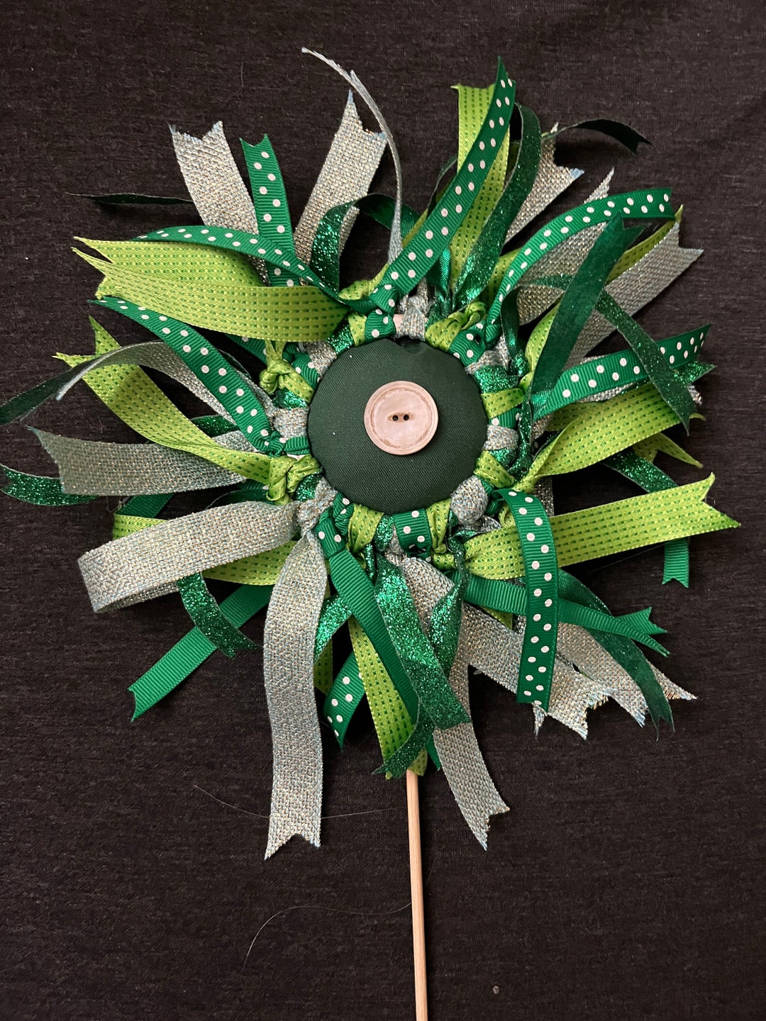 GREEN DECORATIVE FLOWER Fabric Rag Flower - Etsy