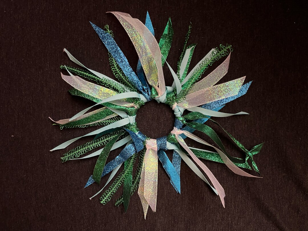 MINI WREATH ORNAMENT Rag Ribbon Blue and Green - Etsy