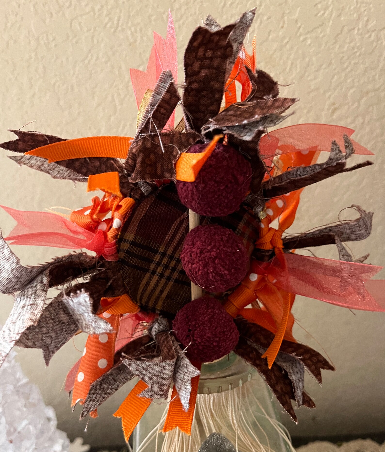 RAG RIBBON FLOWER Orange N Brown Autumn Fall Floral - Etsy