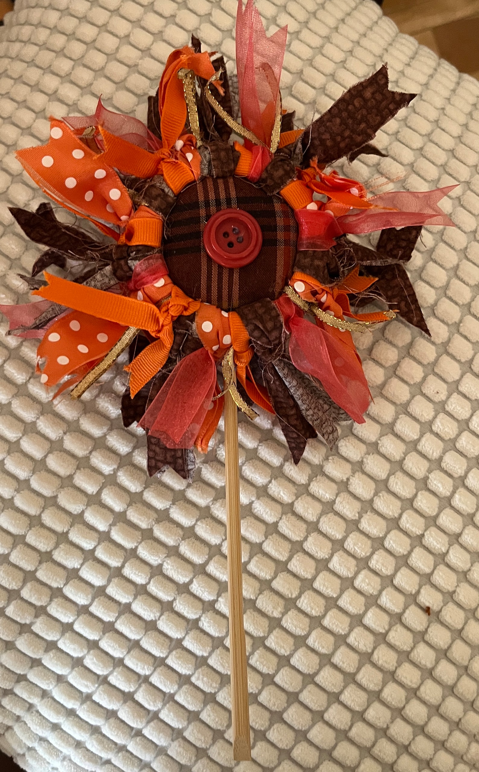 RAG RIBBON FLOWER Orange N Brown Autumn Fall Floral - Etsy