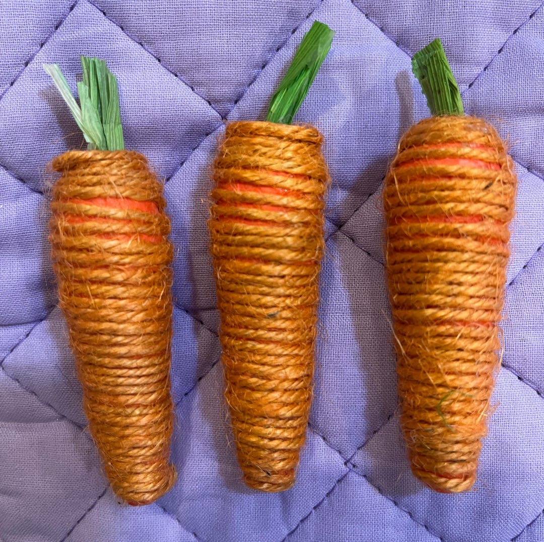 Easter Carrot Magnets Set of 3 Orange Jute & Raffel Mini Carrots - Etsy