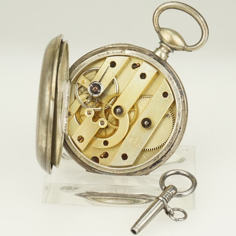 WORKING Pocket Watch Key-wound Solid Silver Antique Swiss Men's ...