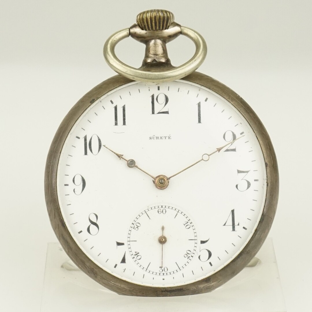 Working Solid Silver SWISS Pocket Watch Men's No Fusee Duplex ...