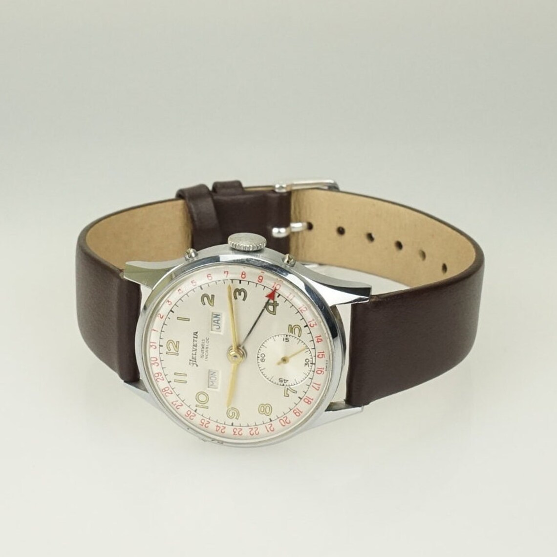 Working HELVETIA Swiss Day Date Month Calendar Wrist Watch | Etsy