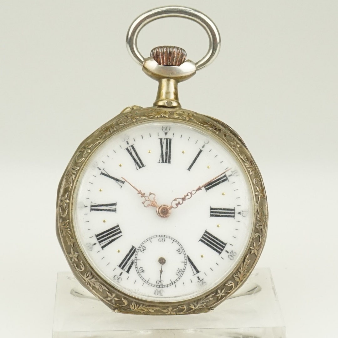 Working Solid Silver Pocket Watch Antique Men's No Fusee Duplex ...