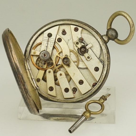 Working Solid Silver Swiss Made Pocket Watch Men's no… - Gem