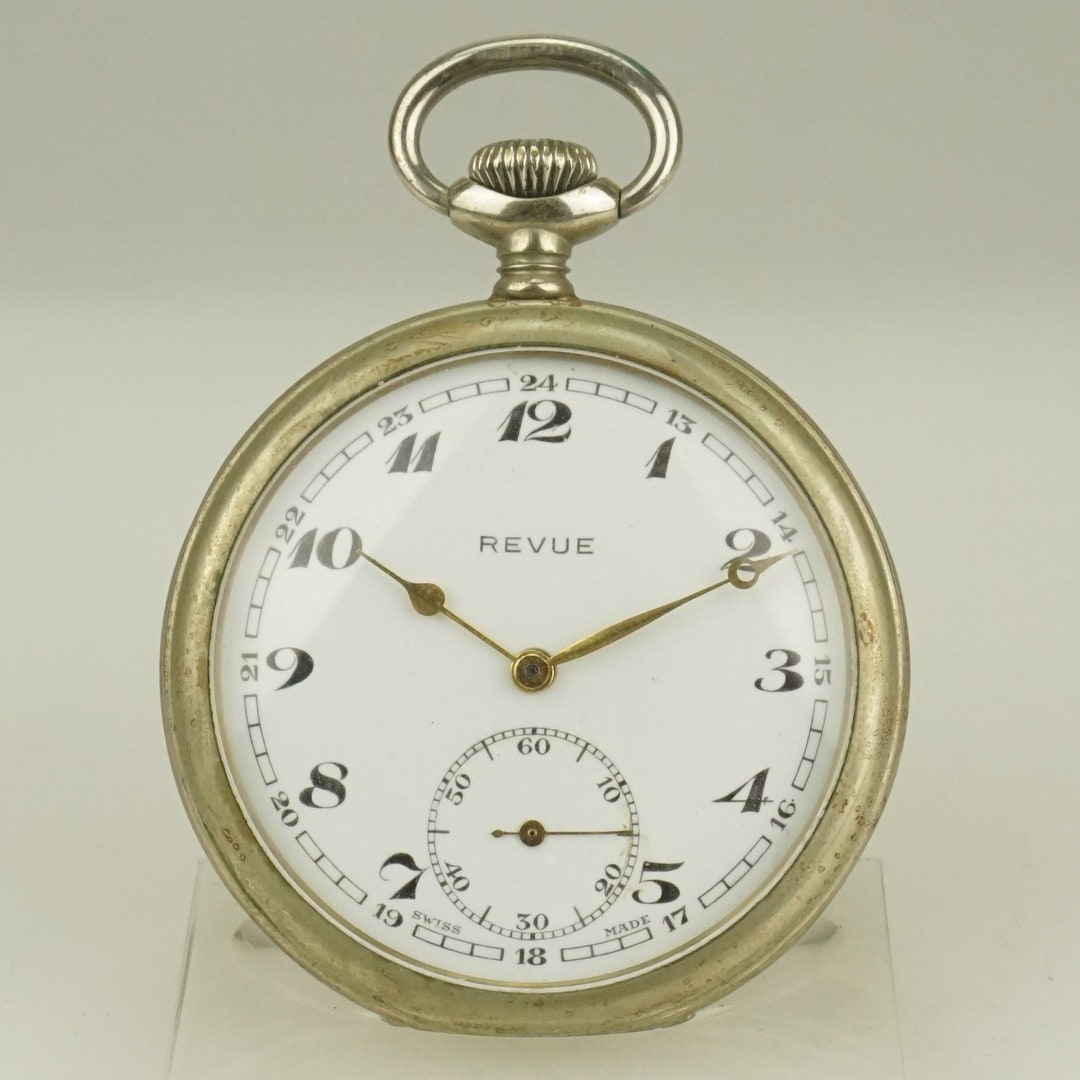 Reloj de bolsillo suizo REVUE en funcionamiento, antiguo, sin ...
