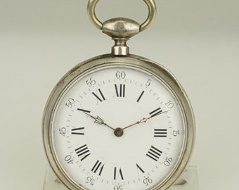 Working Solid Silver Pocket Watch Men's No Fusee Duplex Chronometer ...