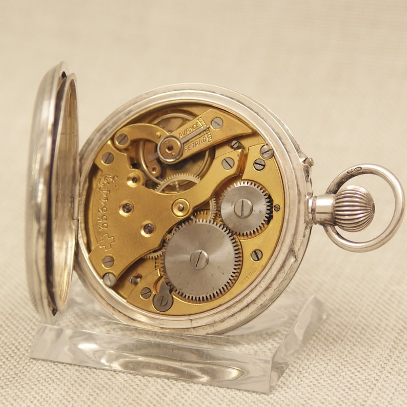 WORKING Pocket Watch Solid Silver Swiss Men's Mechanical Antique No ...