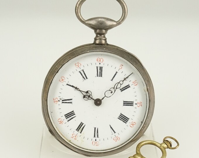 WORKING Pocket Watch Key-wound Solid Silver Antique Swiss Men's ...