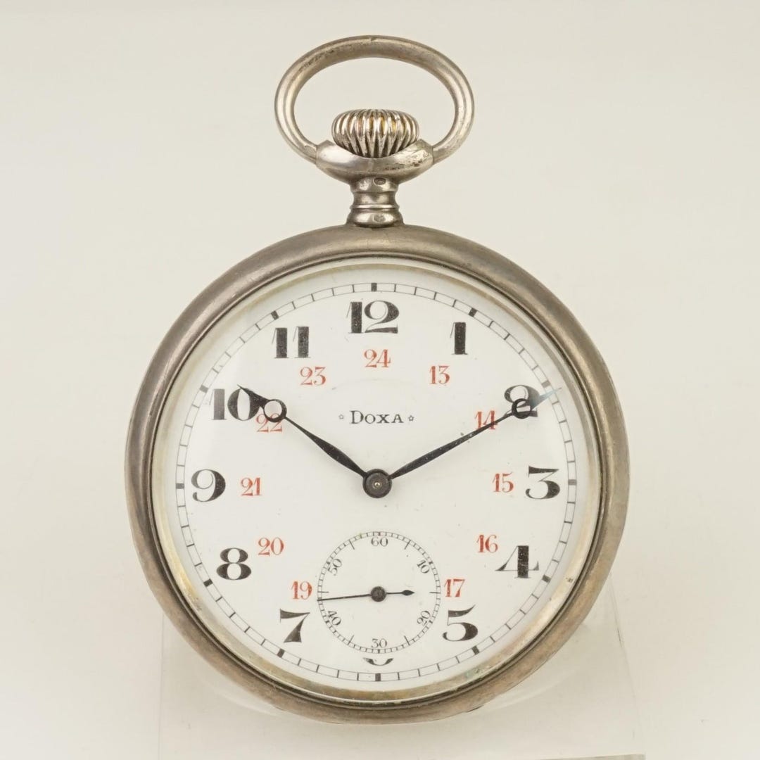 DOXA ソリッドシルバー 懐中時計 磁器文字盤 (動作品) - Etsy 日本