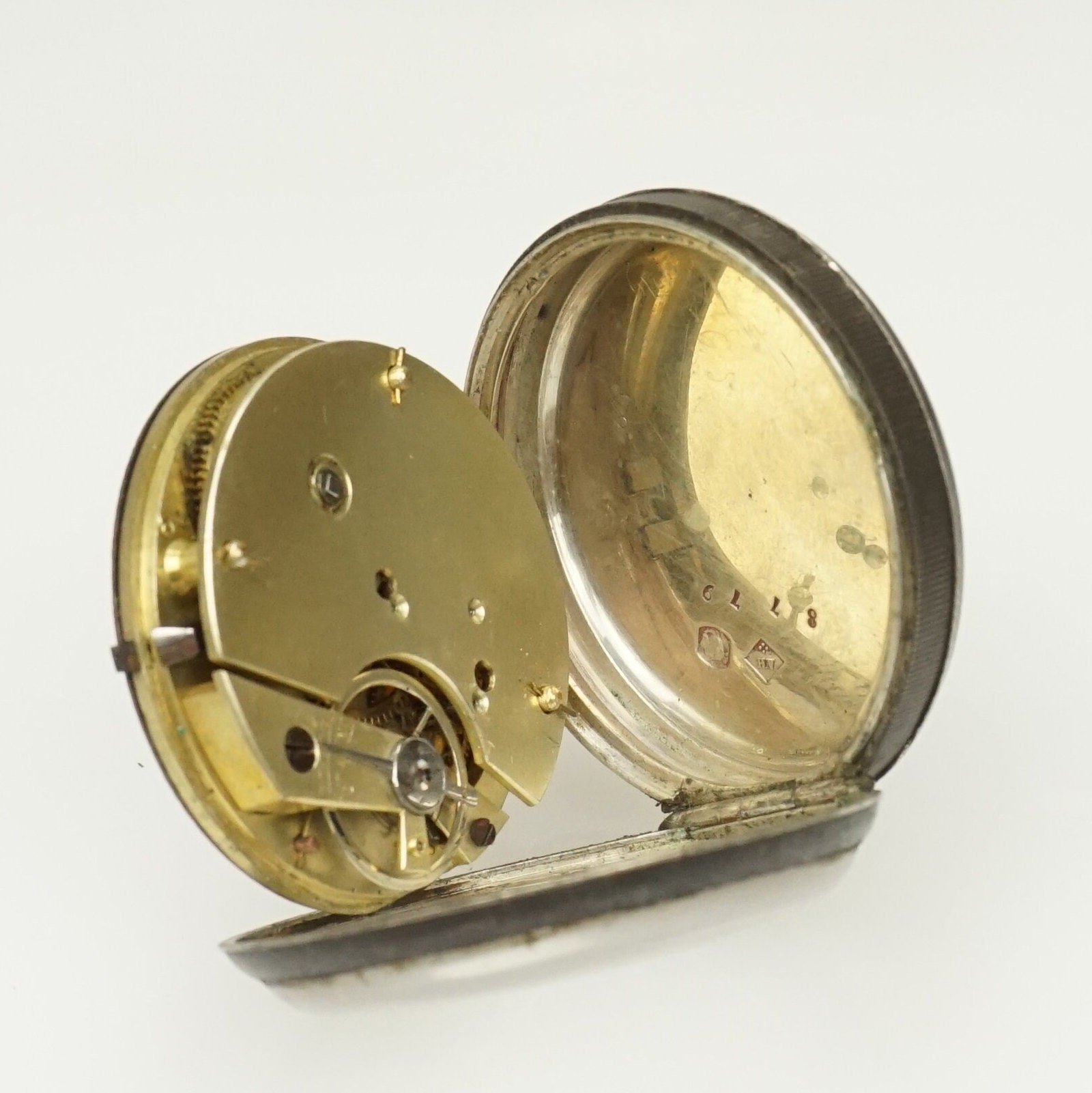 RARE Pocket Watch Key-wound Solid Silver Ladies Men's Mechanical ...