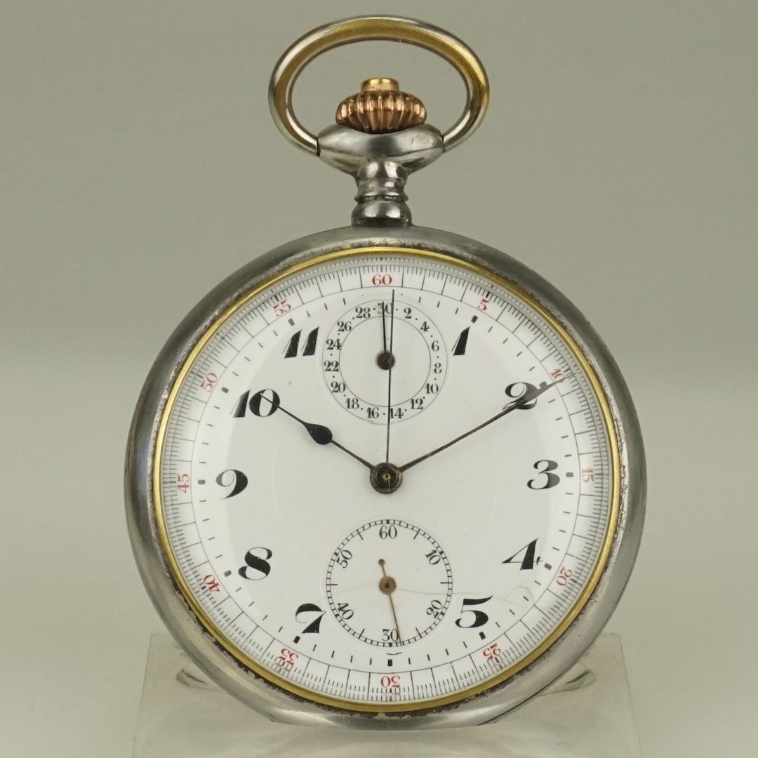 Working MINERVA Swiss Chronograph Pocket Watch No Repetition Men's No ...