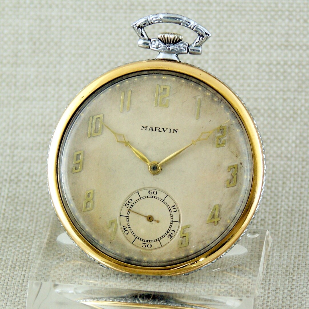 Working MARVIN Gold Pl Art Deko Pocket Watch Vintage Antique Men's ...