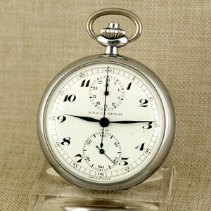 Working CHRONOGRAPH MEYLAN Pocket Watch Art Deko Antique Men's No Fusee ...